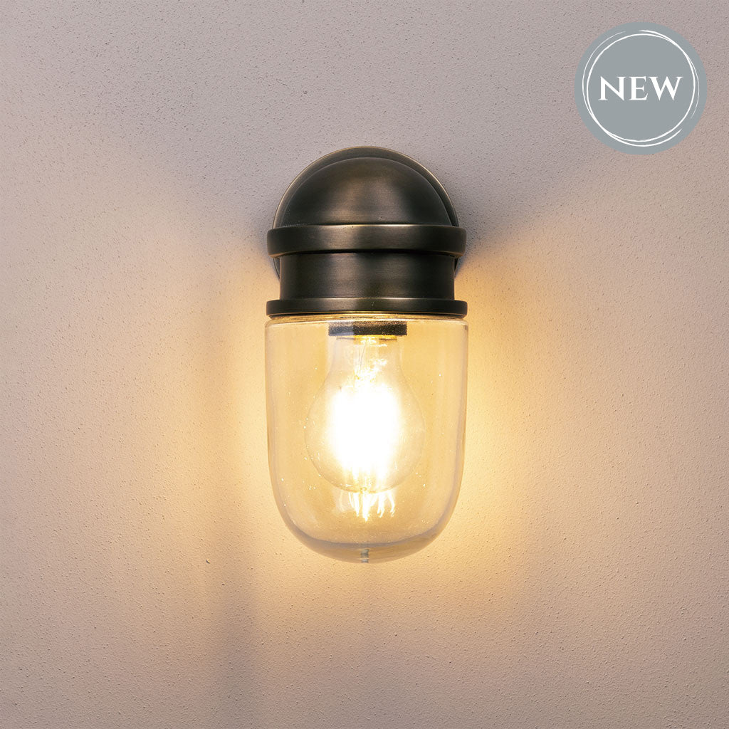 Nautical Lighting Seeded Glass Outdoor Wall Light Nautical Rust Troy